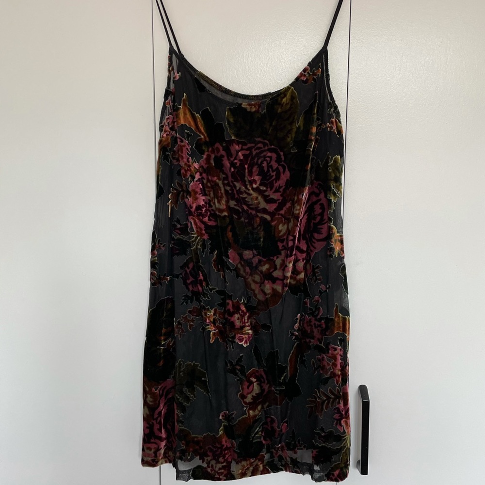 Free People Velvet Partial Sheer Black Mini Dress - Gem